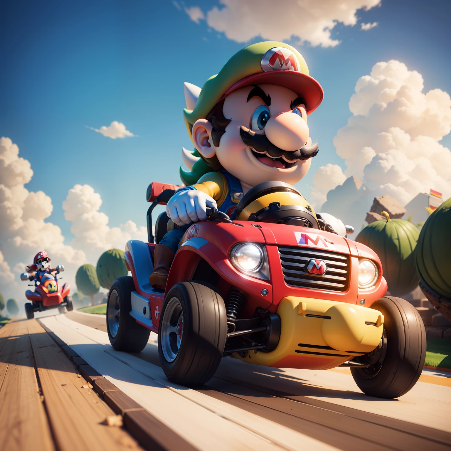 Mario kart racing on a track with other mario characters - SeaArt AI