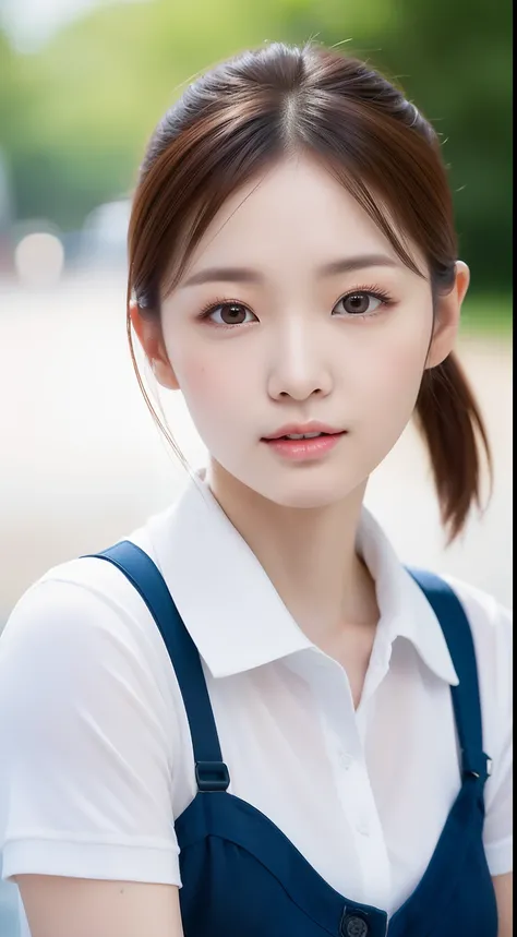 realistic photos of (1 cute Korean star) shoulder-length hair, white skin, thin makeup, 32 inch ...