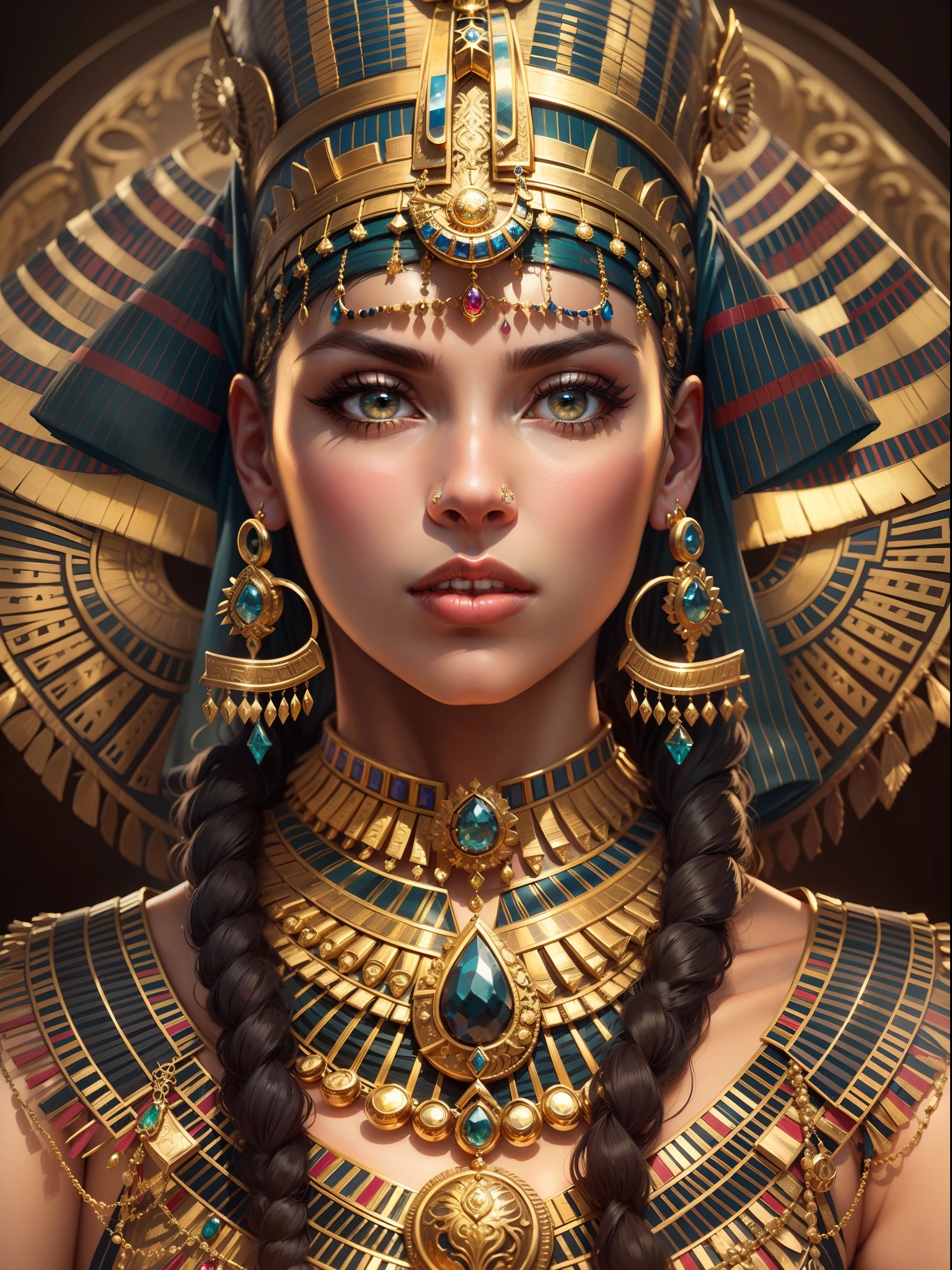 Suitable for the queen's illustration style, Create a majestic portrait ...