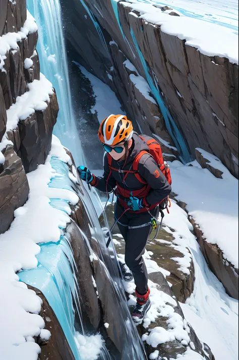 snow mountains, cliff, (1 man: 1.2), (Manloch Climbing: 1.4), Ice axe ...