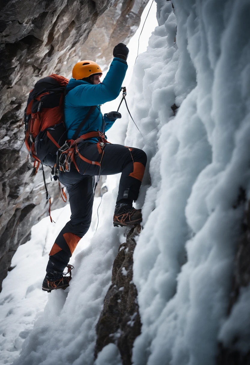 snow mountains, cliff, (1 man: 1.2), (Manloch Climbing: 1.4), Ice axe ...