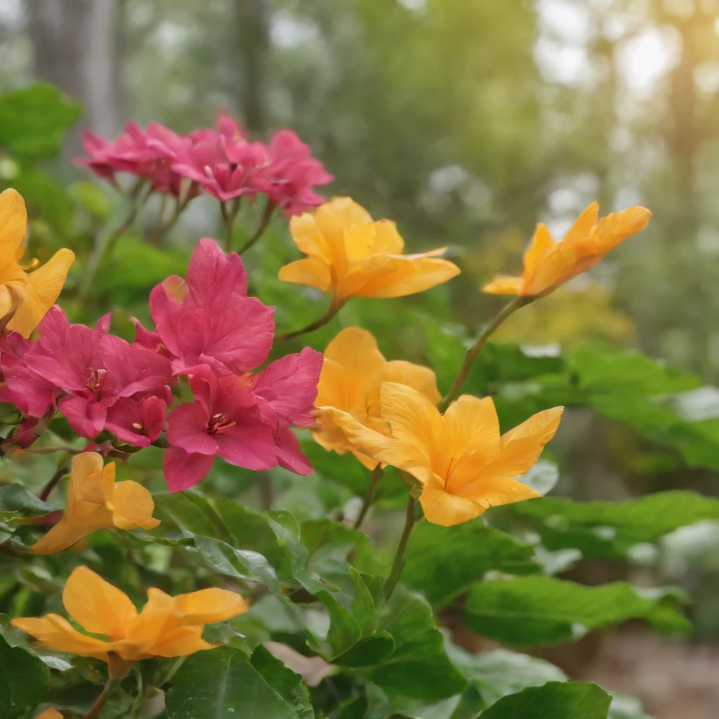 There are many different colored flowers in the garden - SeaArt AI