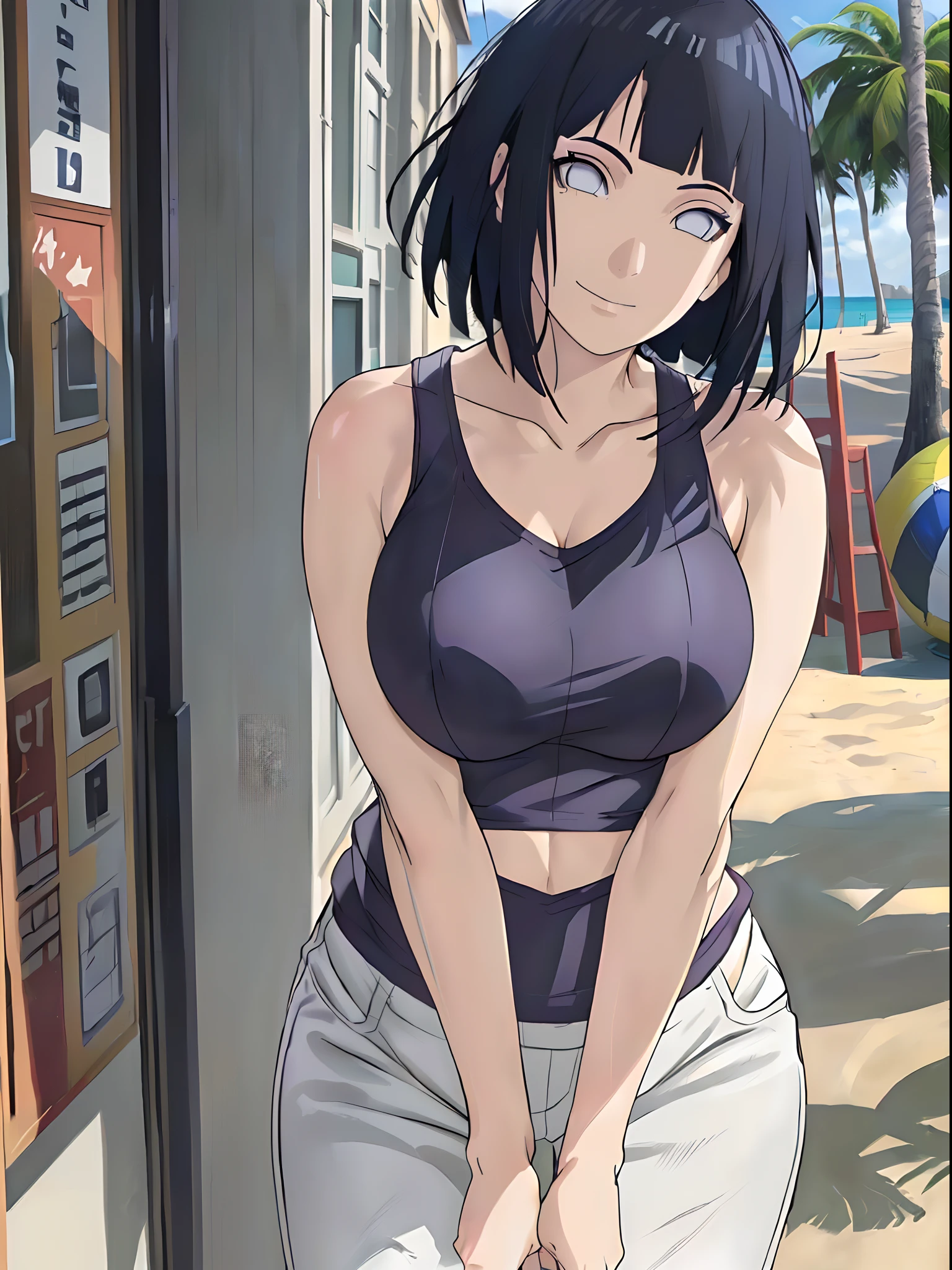 (Hintergrund, (Hinata\(Boruto\), (weißes Pantasterstück, 4k, Vektorfärbung - SeaArt AI