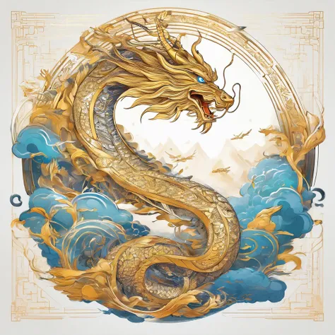chinese dragon outline - SeaArt Al - Free Al Art Generator