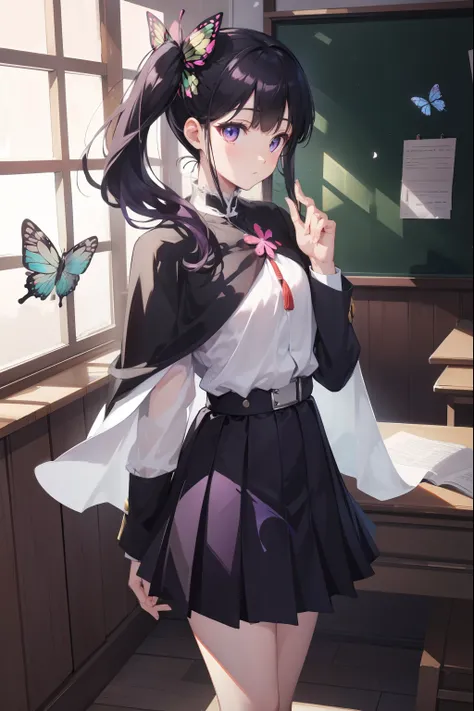 Kanaotsu Yuri, Kanao Tsuyuri, Black hair, butterfly, butterfly hair ornament - SeaArt AI