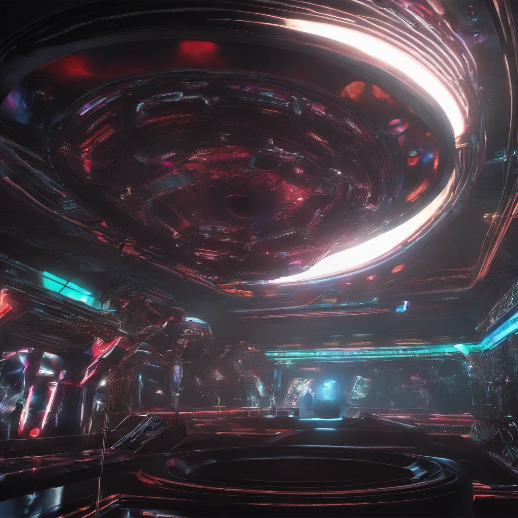 A close up of a futuristic room with a circular ceiling - SeaArt AI