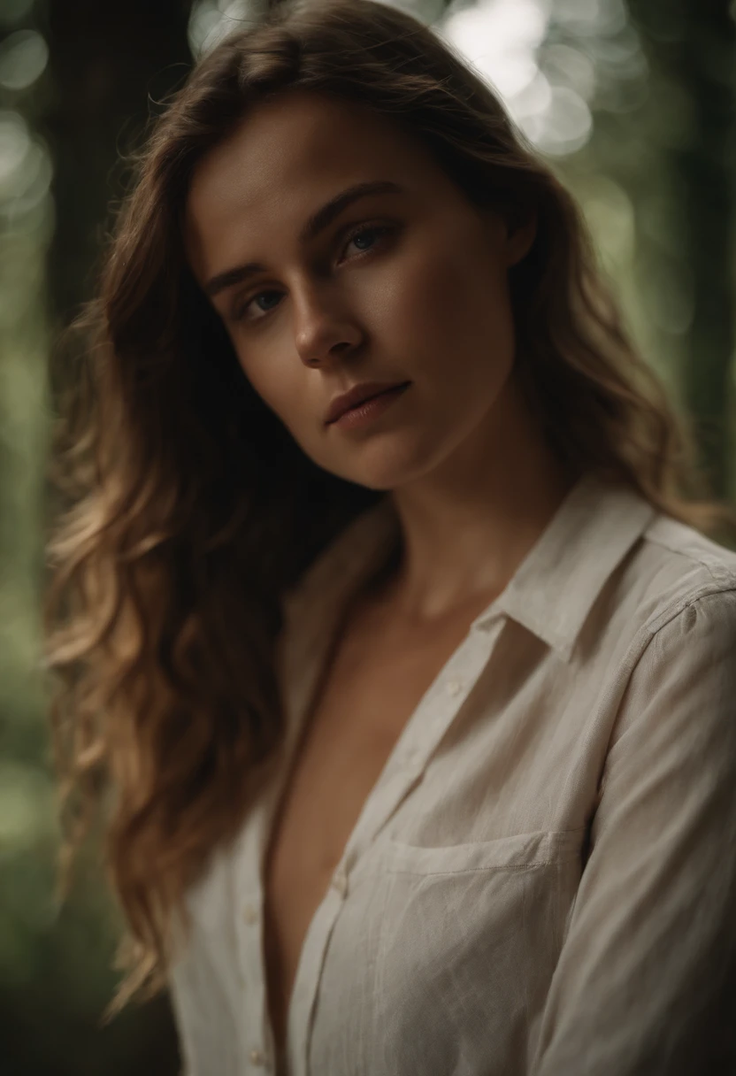 A Close Up Of A Woman With Long Hair Wearing A White Shirt Seaart Ai