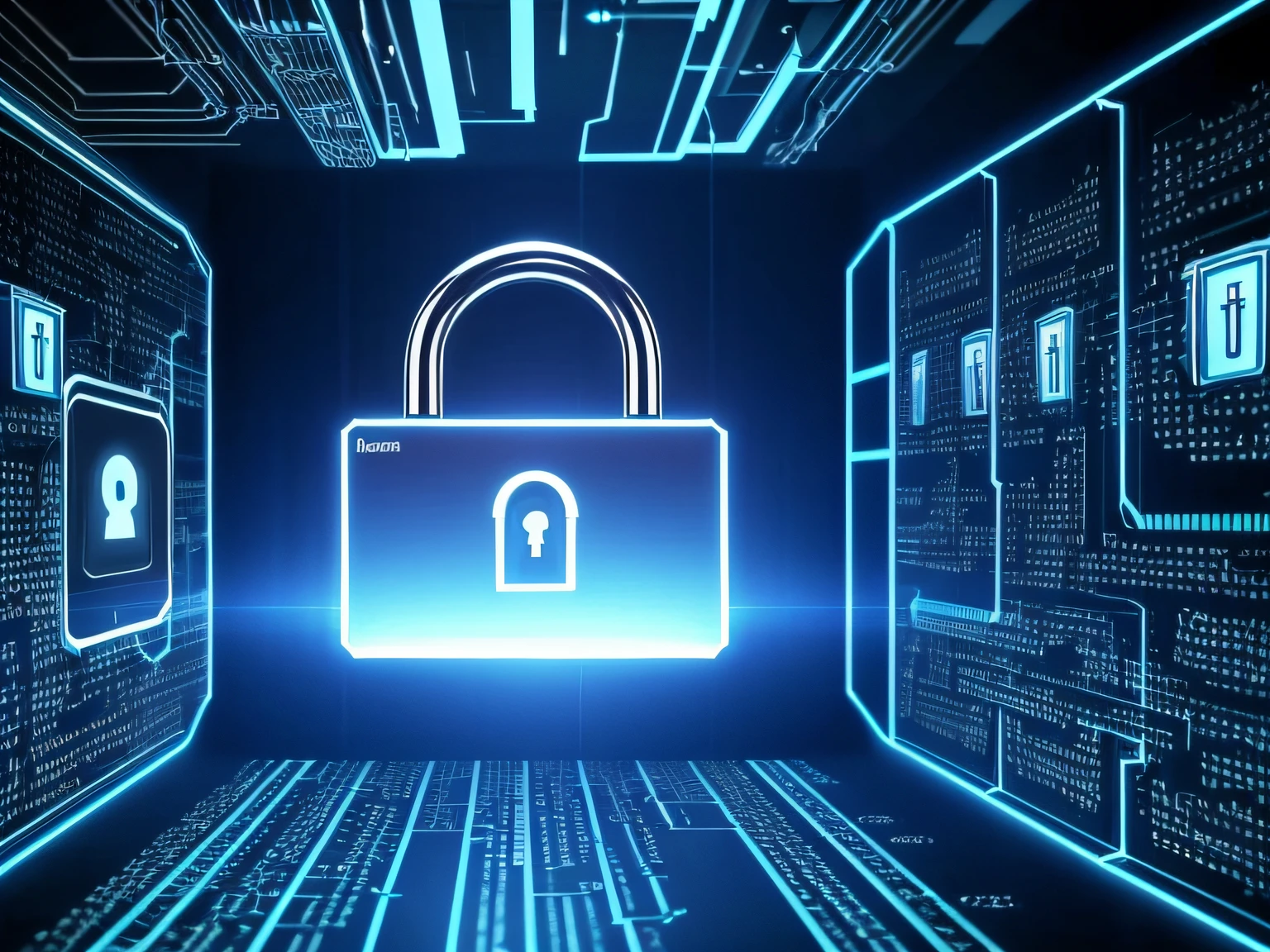 locked padlock,cybersecurity concept,secure digital information,encrypted data,firewall ...