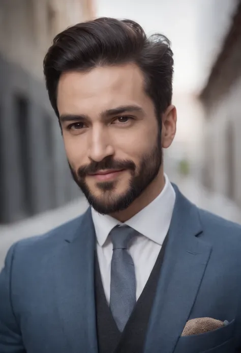 Sigma man, judgmental, black hair beard, muscular, smiling slyly ...