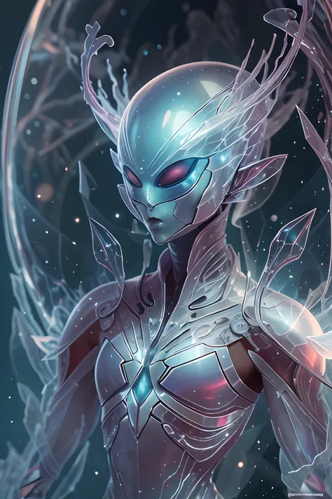 Translucent ethereal alien warrior，ModelShoot style, (Extremely detailed CG unified 8K ...