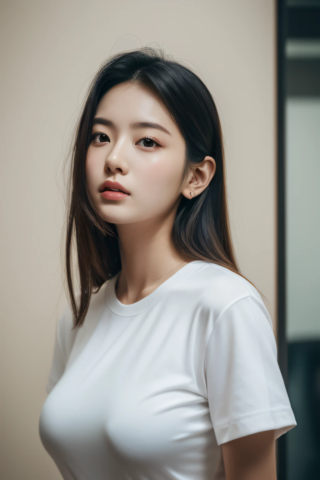 A woman in a white shirt posing for a picture - SeaArt AI