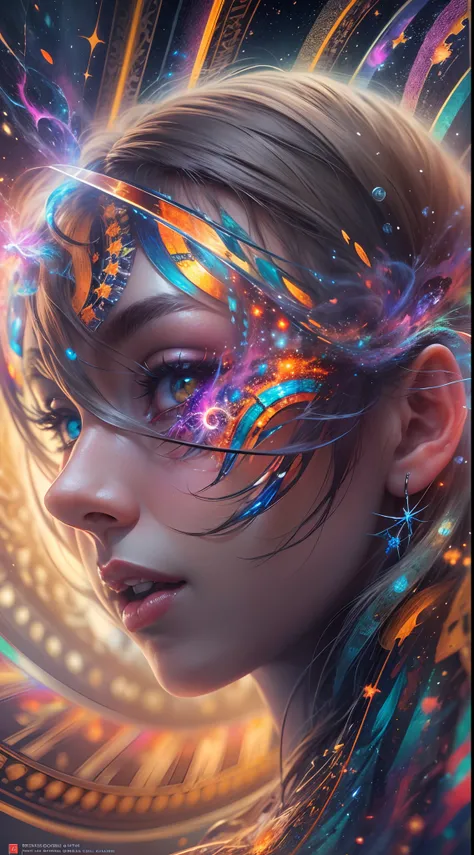 （multiple exposure：1.8），Dubrec style，Girl virtual holographic digital ...