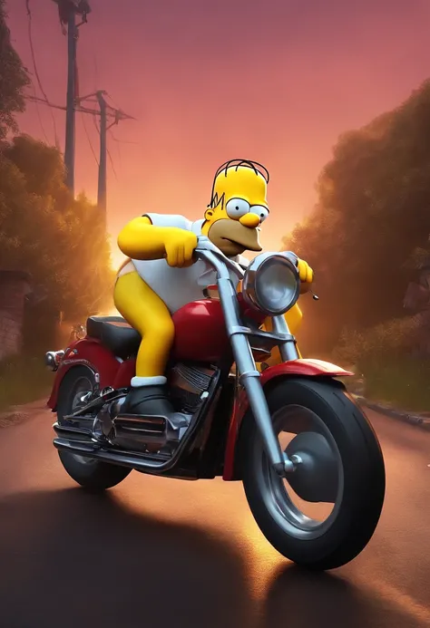 Homer Simpson con músculos caminando por un desierto árido con un cielo ...