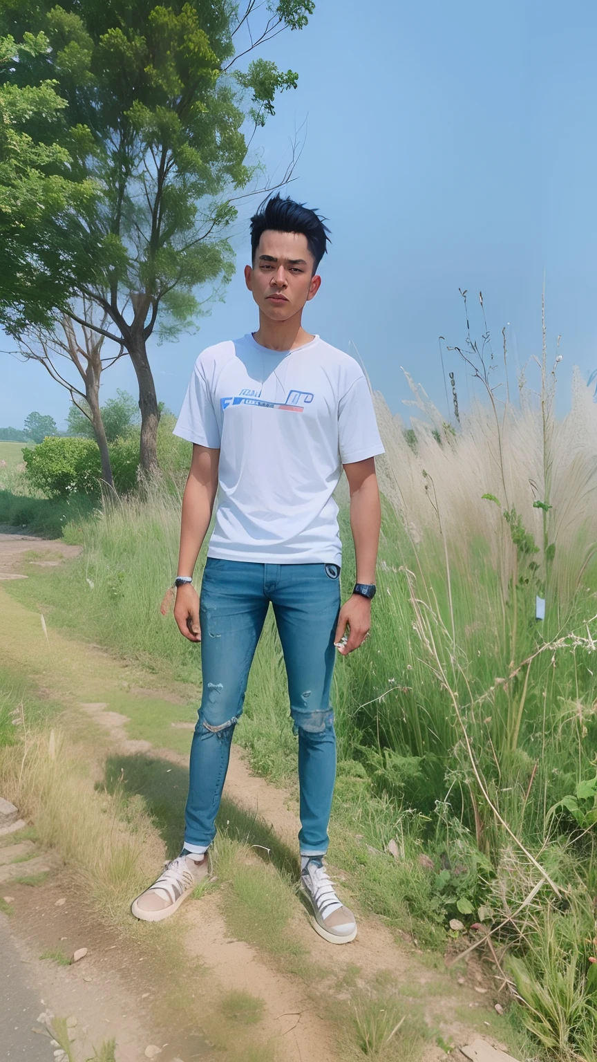 Arafed man standing on a dirt road in a field - SeaArt AI