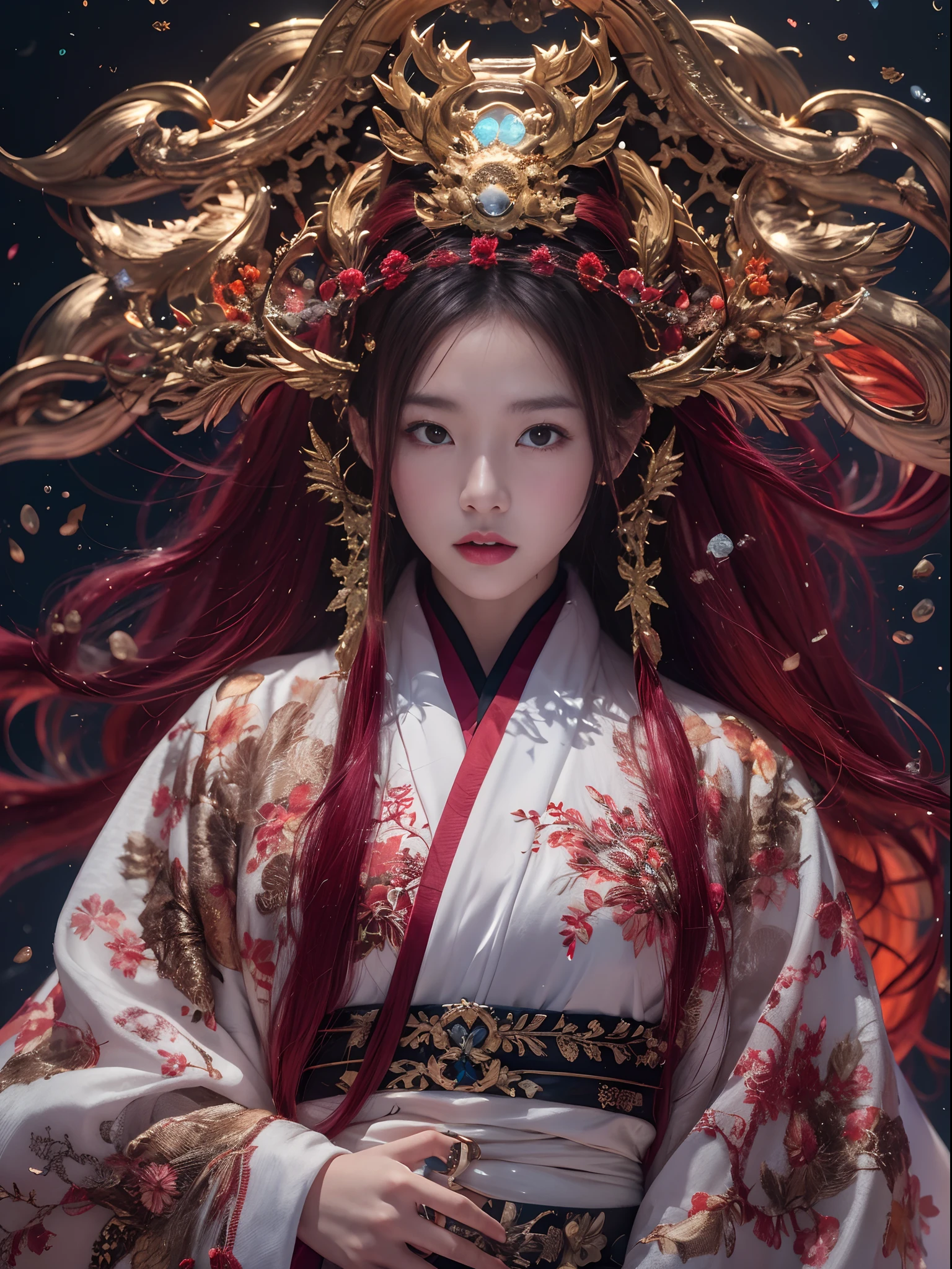 Flame Girl, Yao Lang protector, Chinese girl, flowing hair, burgundy ...