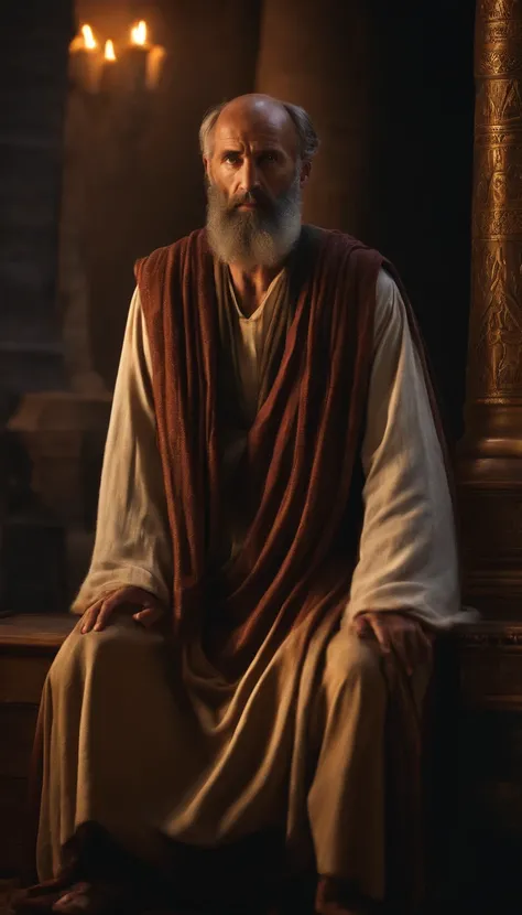 (best quality, ultra-detailed, realistic: 1.37), Apostle Paul staring at the screen, long robe ...