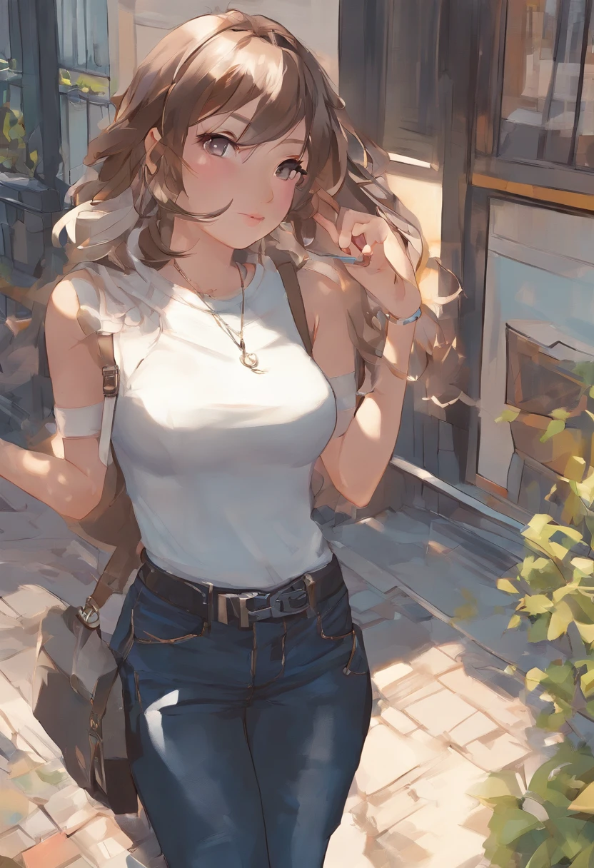 ((medium breast, tomboy girl, small head)), daylight, sunlight - SeaArt AI