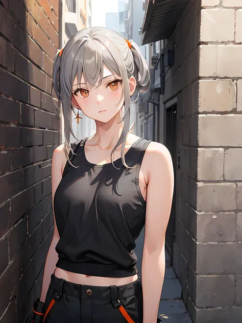 masterpiece, best quality, 1 girl, white hair, orange eyes - SeaArt AI