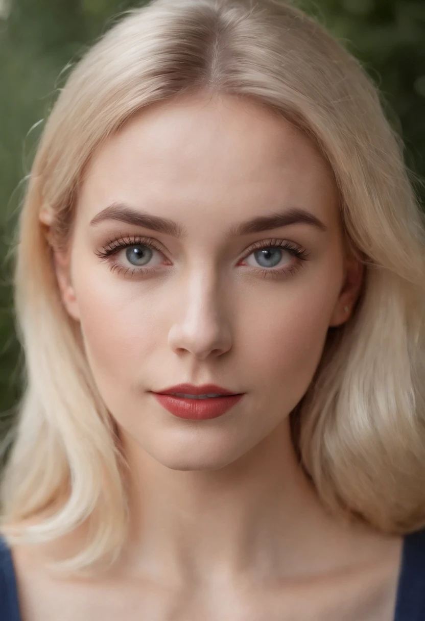 Un primer plano de una mujer con cabello rubio y ojos azules - SeaArt AI