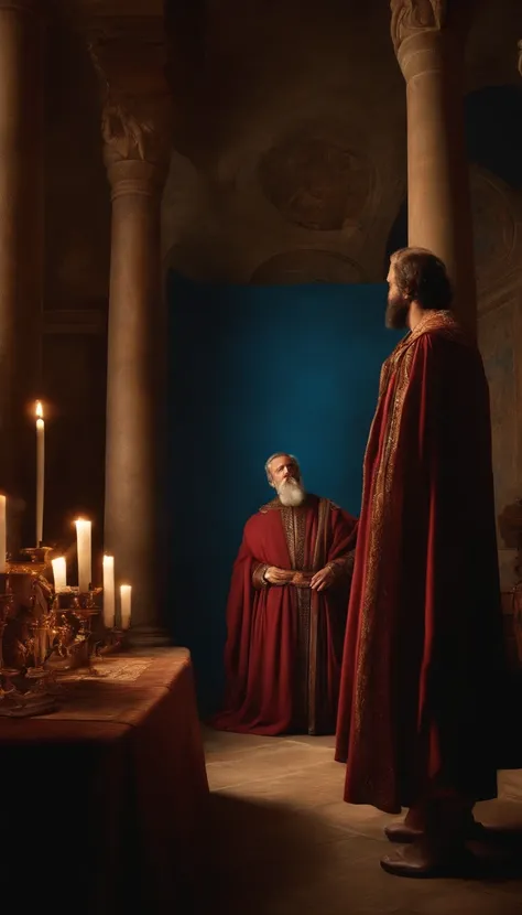 O apóstolo Paulo olhou para a tela, roupas compridas, religião, Ultra foto realsisim - SeaArt AI