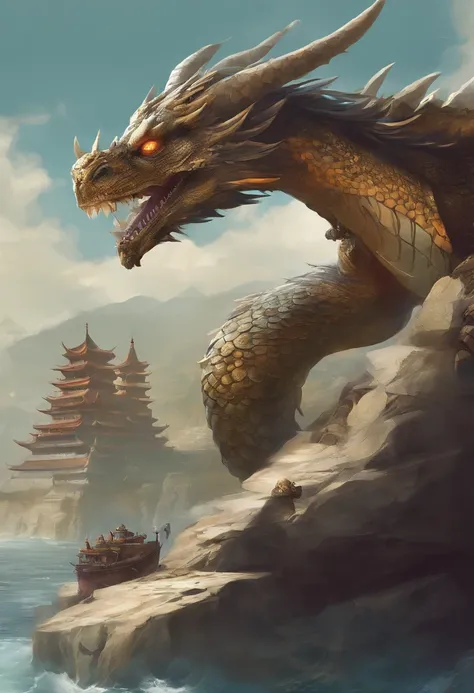 Dragon turtle，Huge, Heavy tortoiseshell shell，Chinese leader，The long ...