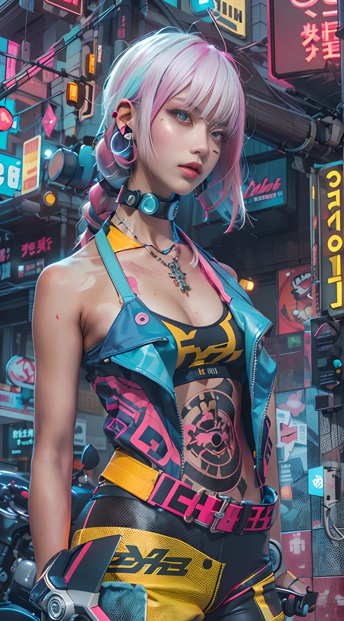 Un gros plan d'une personne avec une moto dans une ville - SeaArt AI