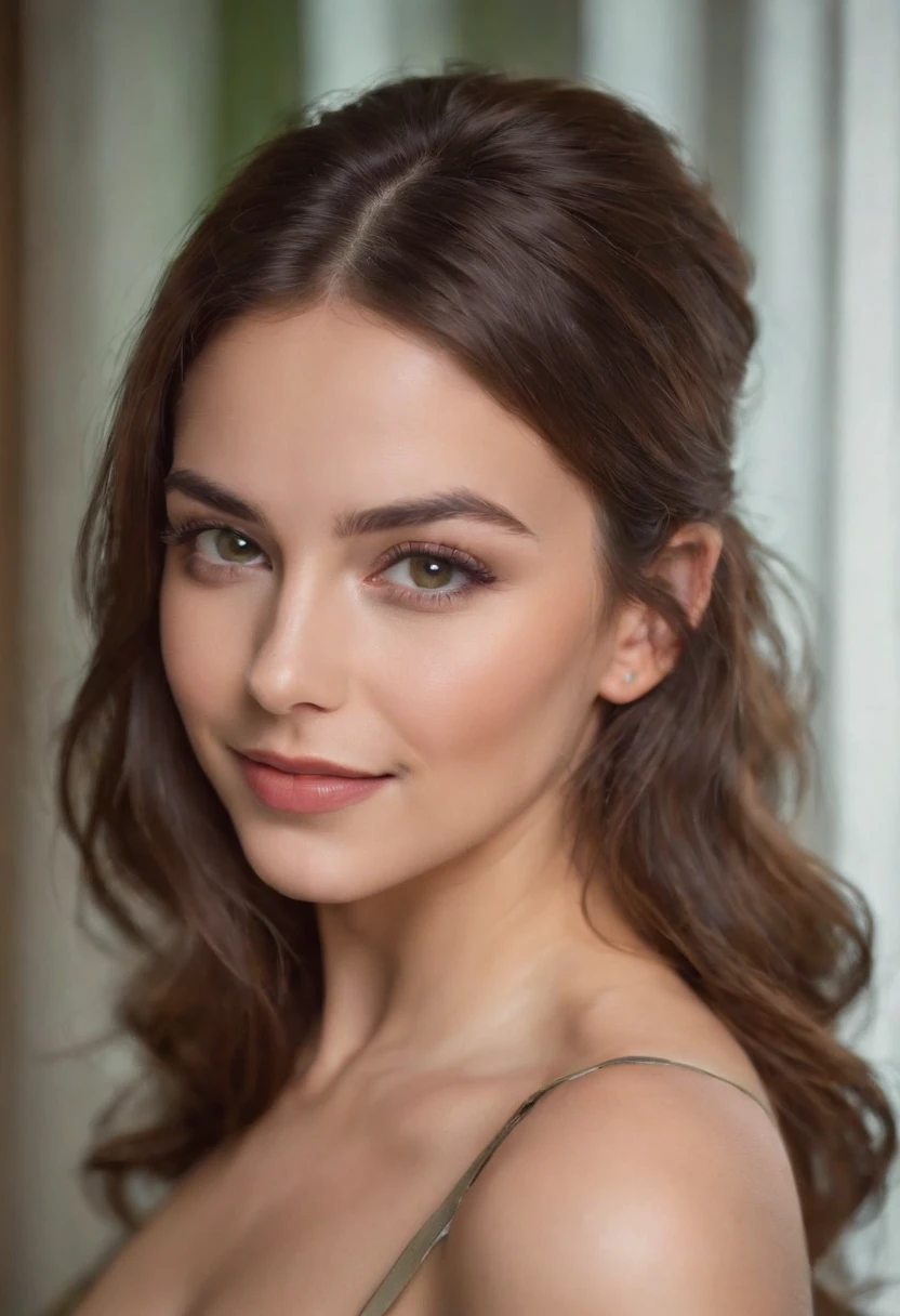 20 years old woman, Brown hair, ojos verdes, cuerpo entero, piel suave - SeaArt AI