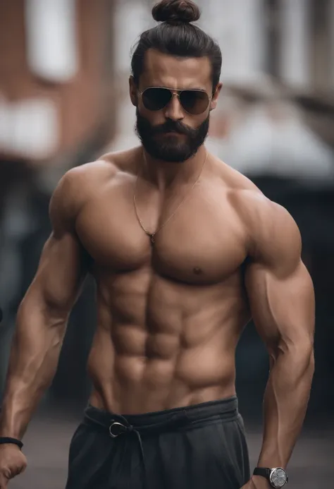 Man in shirt posing for photo, Ripped,Bigchest, lean and muscular, well-muscled - SeaArt AI