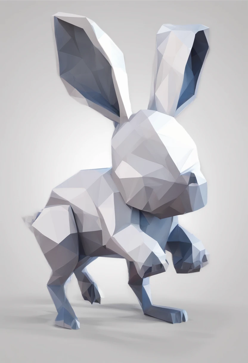 A white rabbit with a large ear and a long tail - SeaArt AI