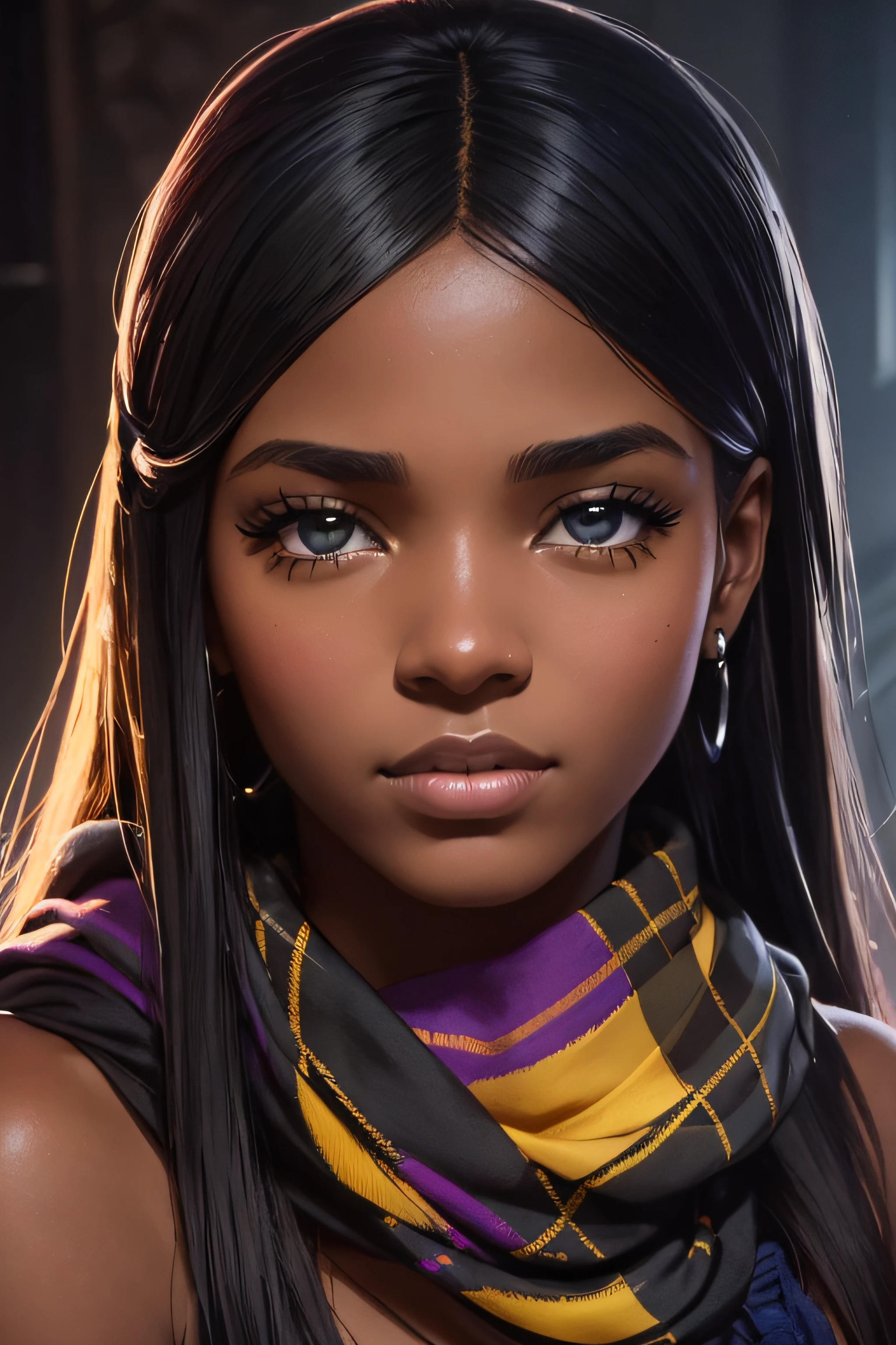 Retrato del rostro muy detallado Joven bella mujer negra colombiana de ...