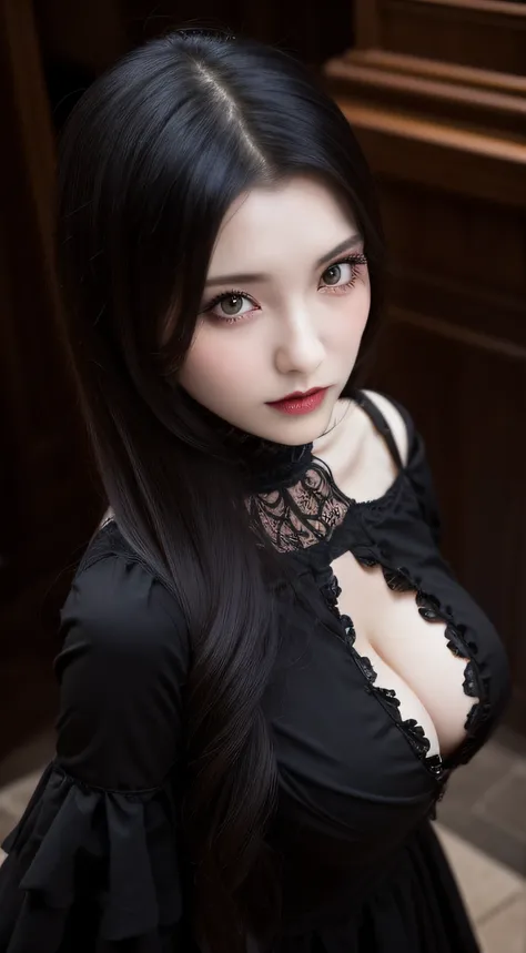 Gothic lolita、｟Skin revealing｠、Breast Pulling Pose、absolutely outstanding image, very extremely ...