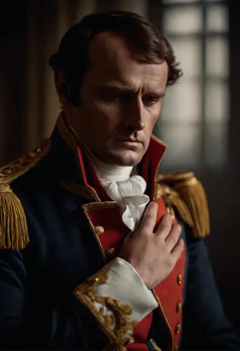 Napoleon Bonaparte meeting with his generals, he is pointing out a ...