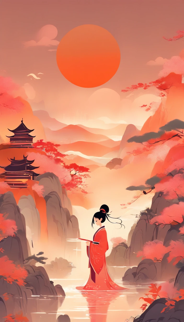 A Chinese woman，Chinese landscape, abstract paintings, Zen, Amy Sol ...