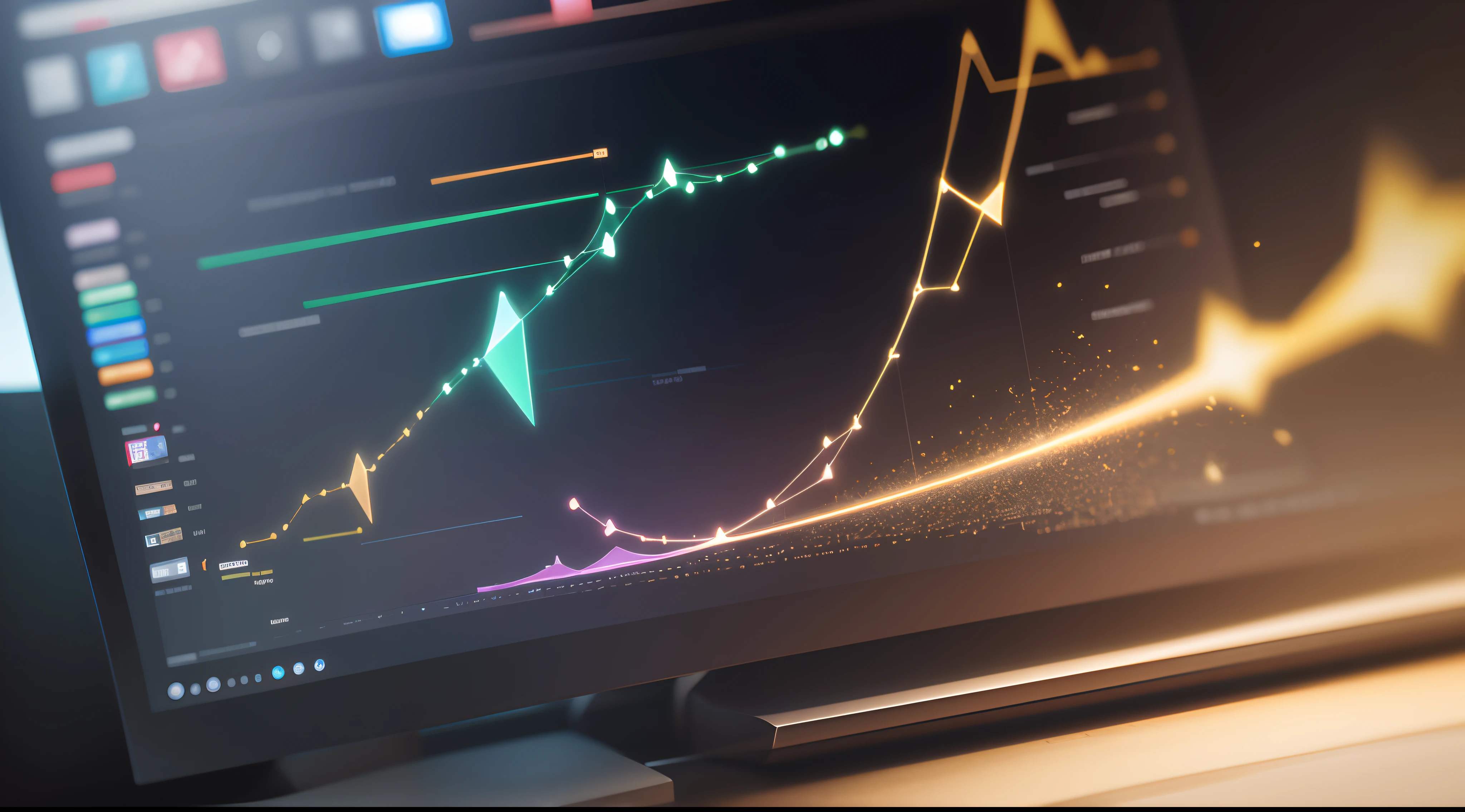 A close up of a laptop computer with a chart on the screen - SeaArt AI