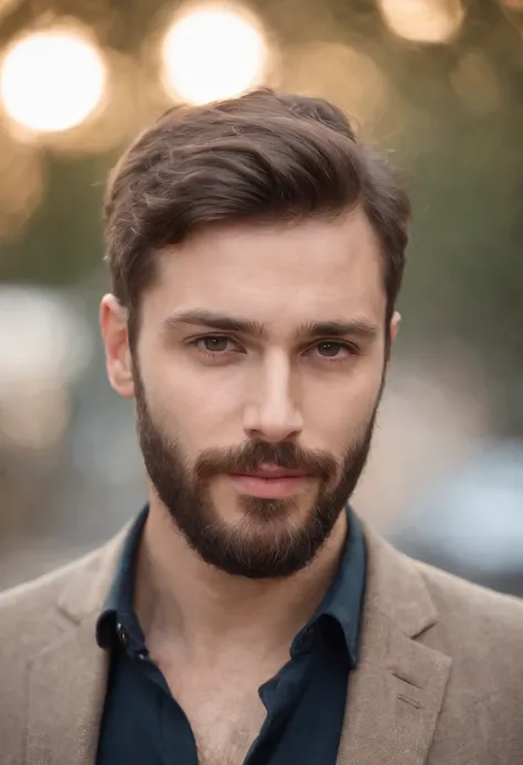 Fullard man with beard and blazer looking at the camera, very ...