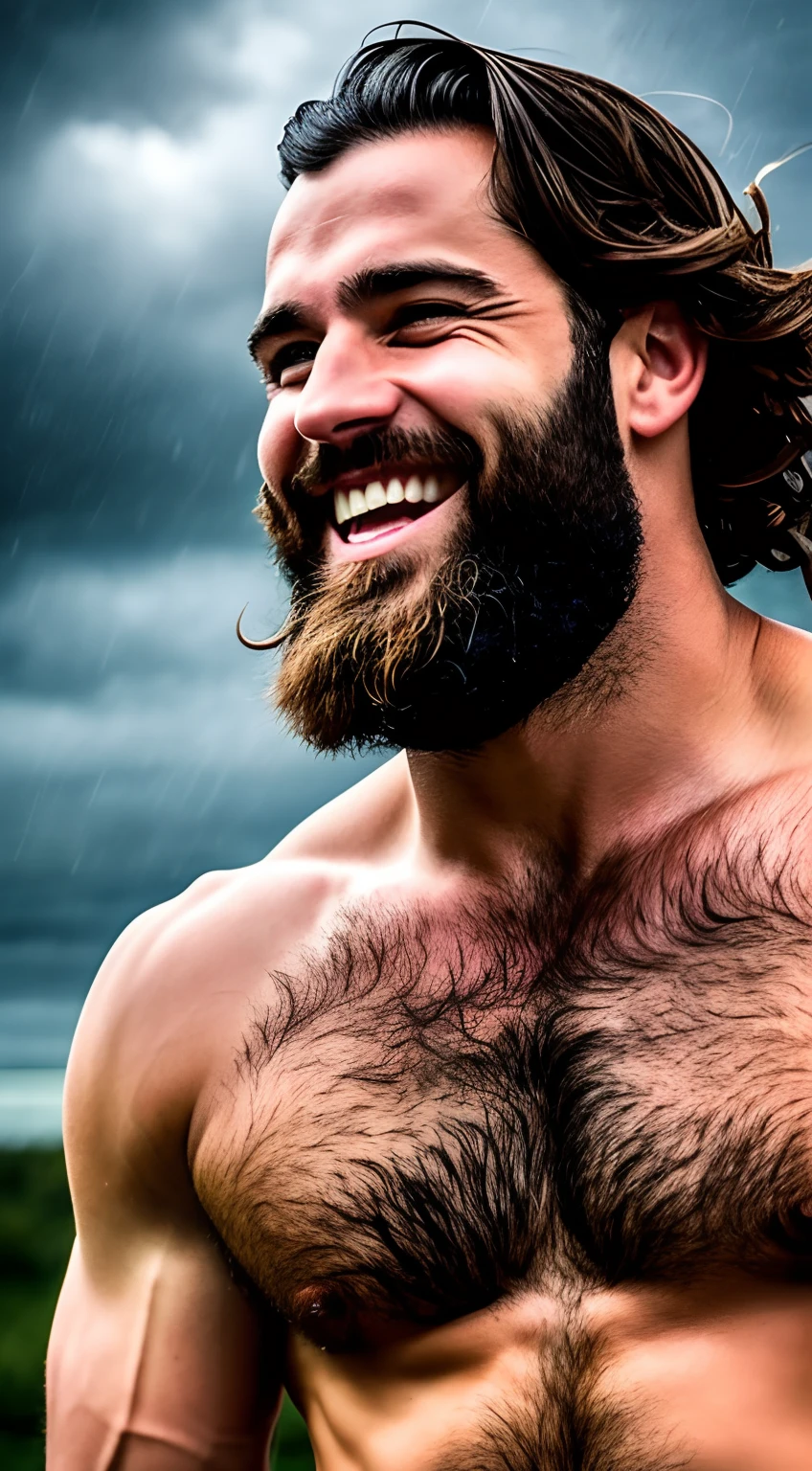 Arafed man with a beard and a beard standing in a field - SeaArt AI