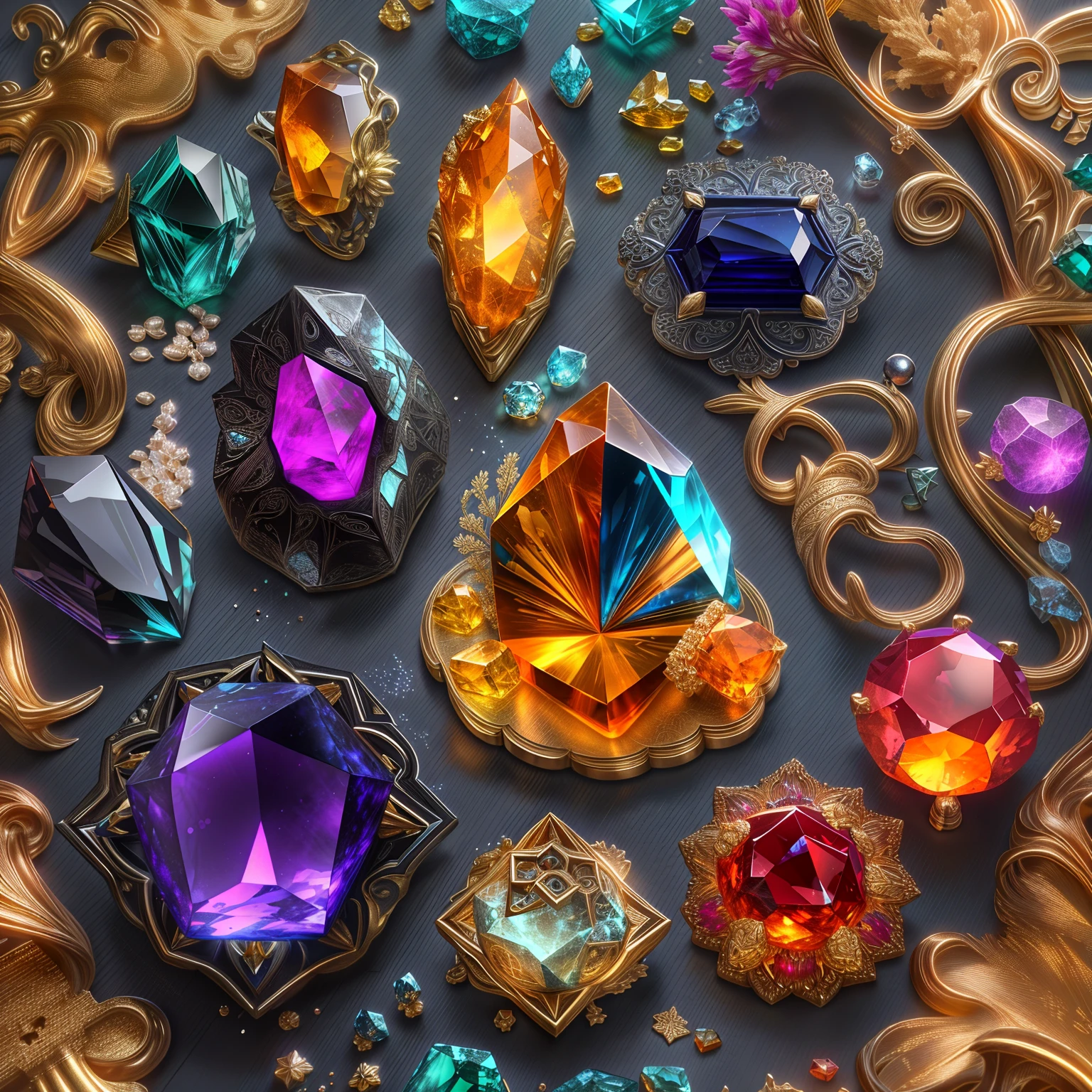 A close up of a bunch of different colored jewels - SeaArt AI