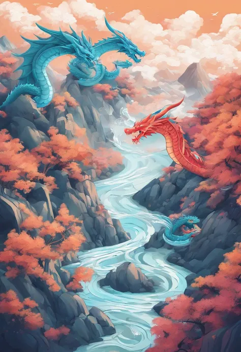 two dragons kissing - SeaArt Al - Free Al Art Generator