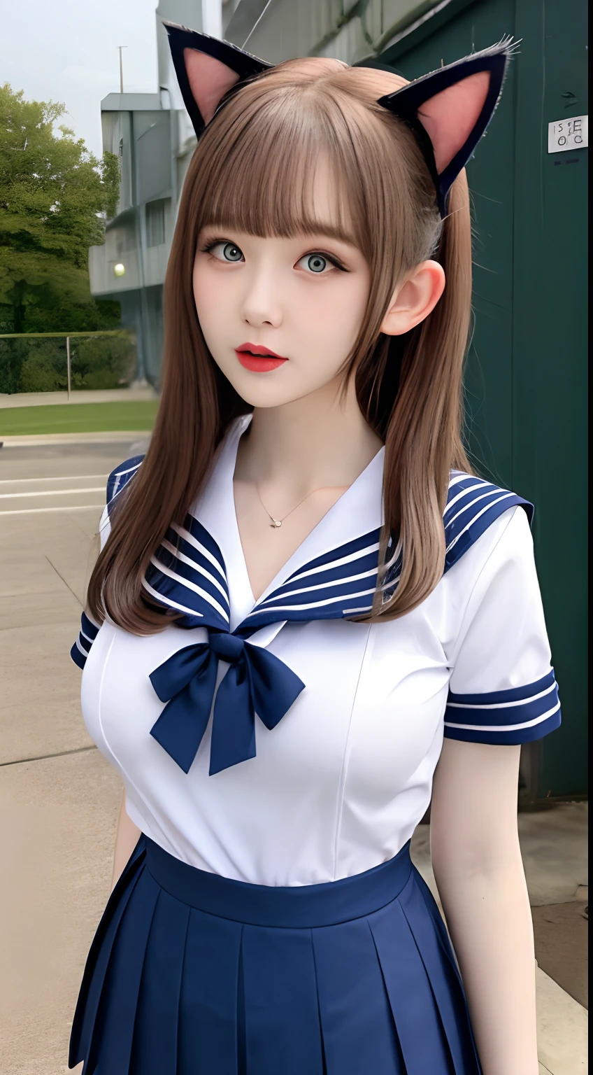 สาวหูแมว、ชุดกะลาสี、หัวนมใหญ่ Seaart Ai