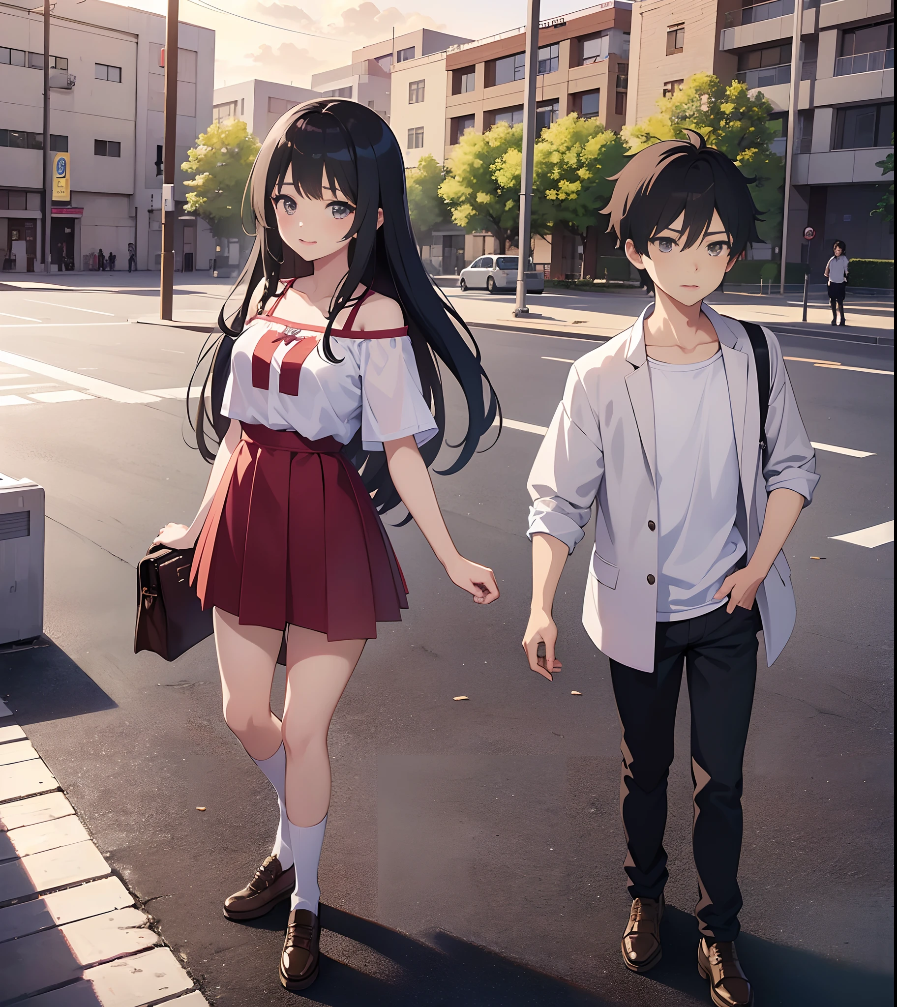 (there is a woman and a boy Stand standing side by side :2,0), a picture by Shingei, pixiv, shin ...