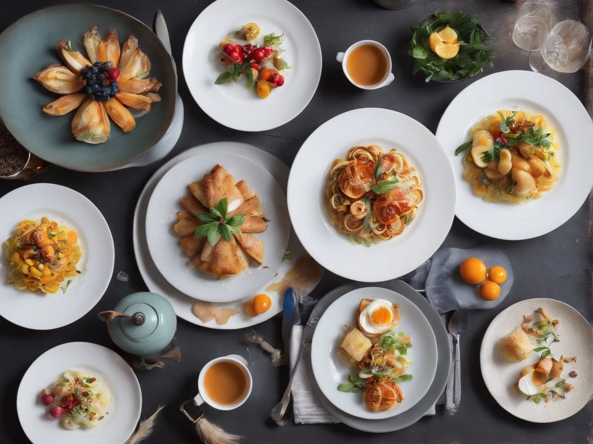 Delicious dining table, Lots of dishes,Cinematic, Professional ...