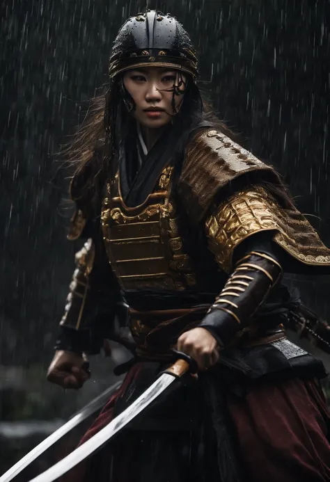 Apocalyptic battle scene with beautiful surreal pictures of young samurai men with runic tattoos ...