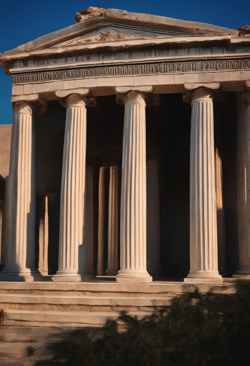 Arafed view of a building with columns and a clock on top - SeaArt AI