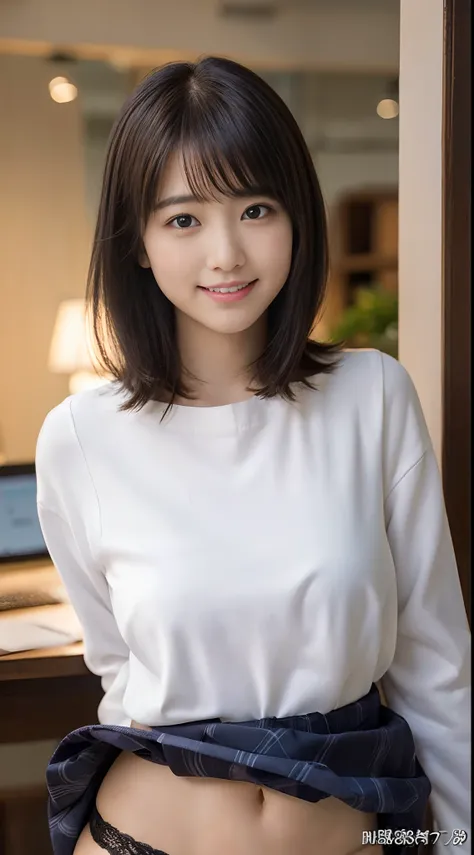 美少女 スカート上げ パンティーを見せる カメラを見ている 下からのアングル Seaart Ai
