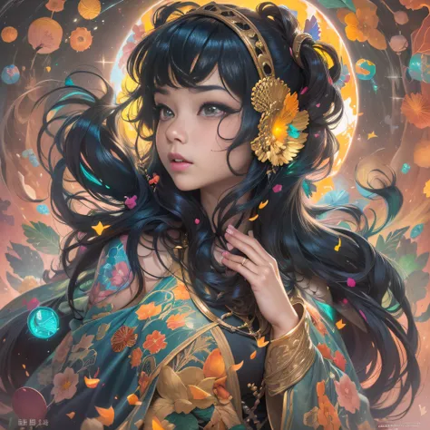 (Girl with bright black hair)(Best quality, A high resolution, Vivid ...