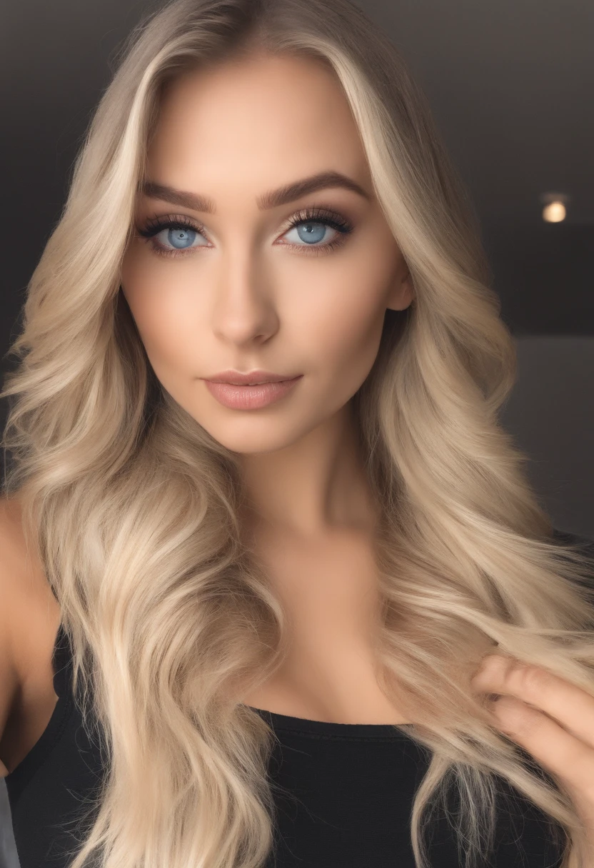 Woman With Matching Tank Top And Panties Sexy Girl With Blue Eyes