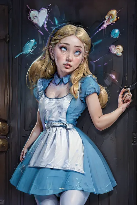 masterpiece, 1girl, (solo:1.5), make her a sexy Alice in Wonderland with blonde hair, powder ...