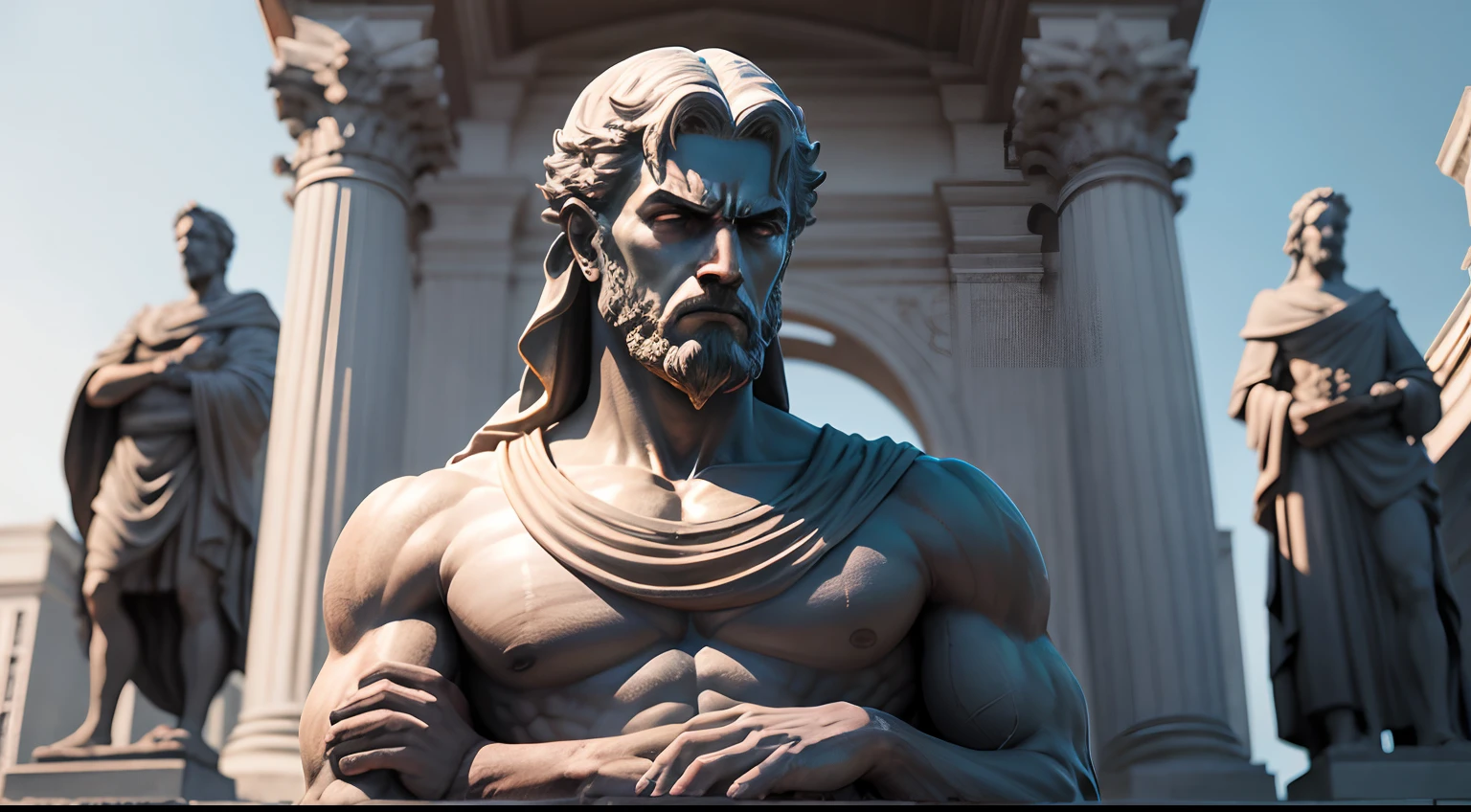 Arafed statue of a man with a beard and a beardless face - SeaArt AI