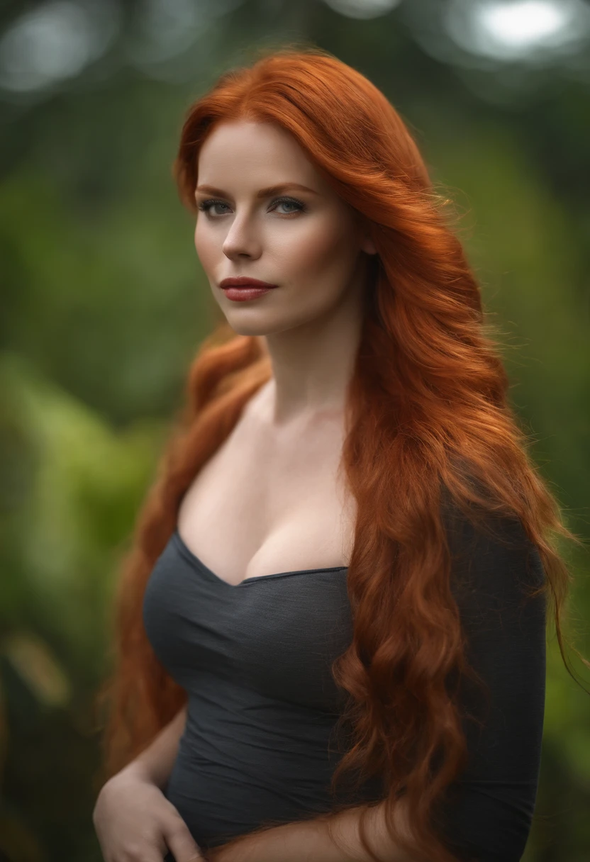 fotorrealista, Amazonian red head, con gran cenos, pussy to the camera, 500mm - SeaArt AI