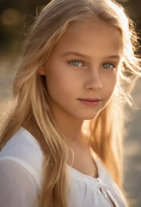 Portrait Of A Cute 12 Year Old Teenage Girl With A Perfect Beautiful Face Blonde Hair